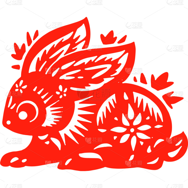 喜庆中国风-兔子剪纸3
