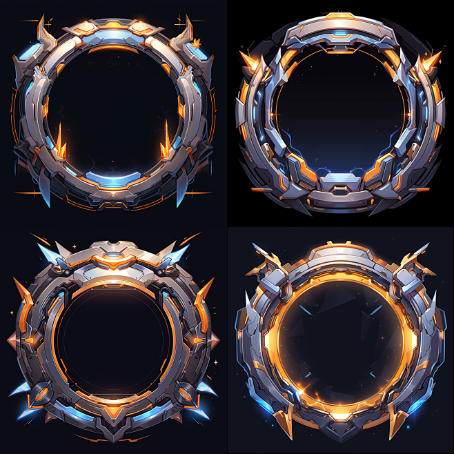 hulei181717_A_game_avatar_frame_with_round_metal_border_on_a_bl ...