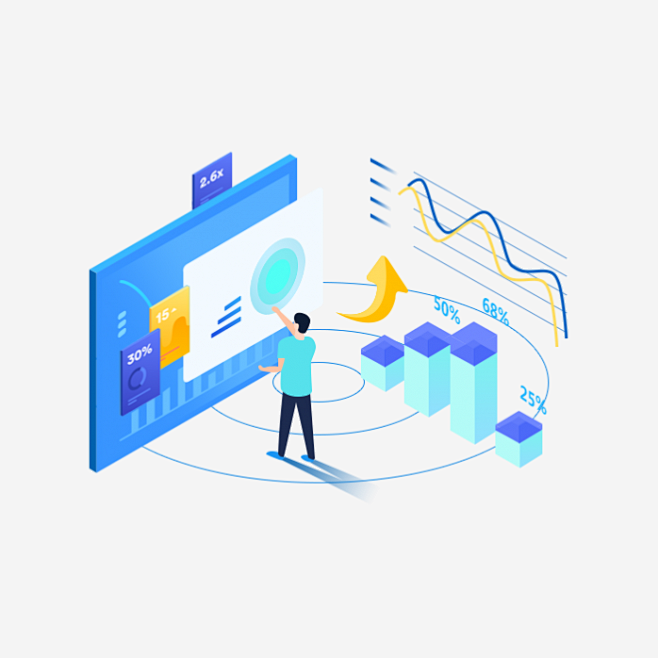 2.5D商务电脑办公插画png