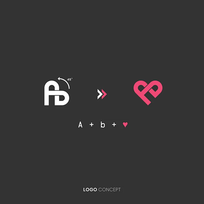 A+b+heart LOGO DESIGN-花瓣网