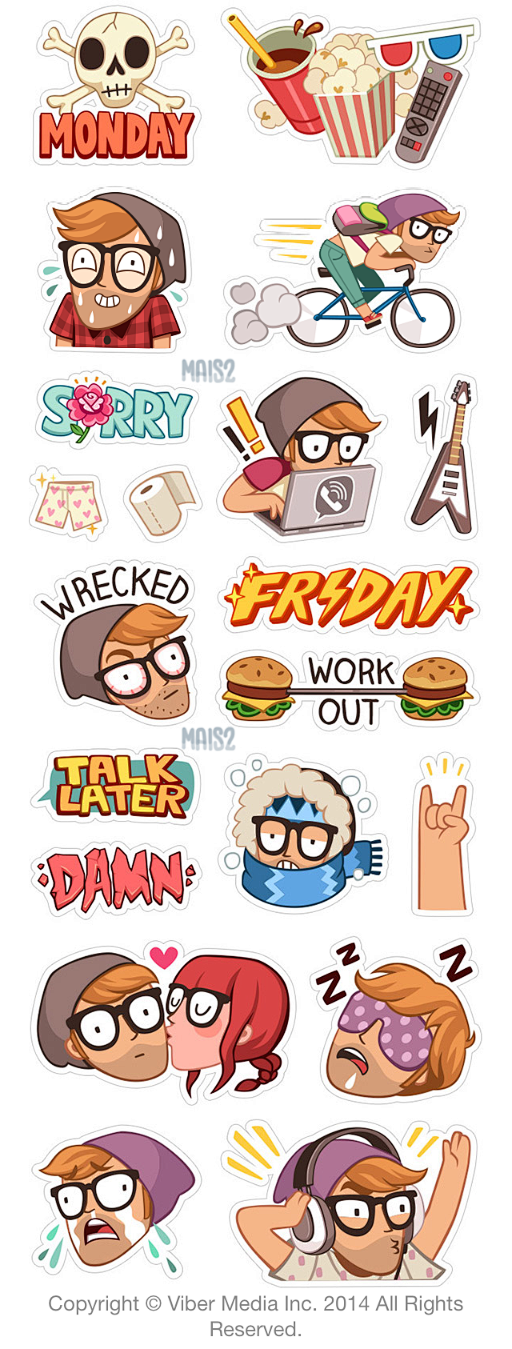 VIBER sticker set 2, Alex : this is the 2nd sticker set I designed for ...
