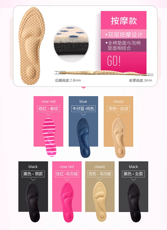 3双 4D高跟鞋鞋垫女透气吸汗男按摩软防臭加厚运动鞋军训减震夏季-tmall.com天猫-花瓣网