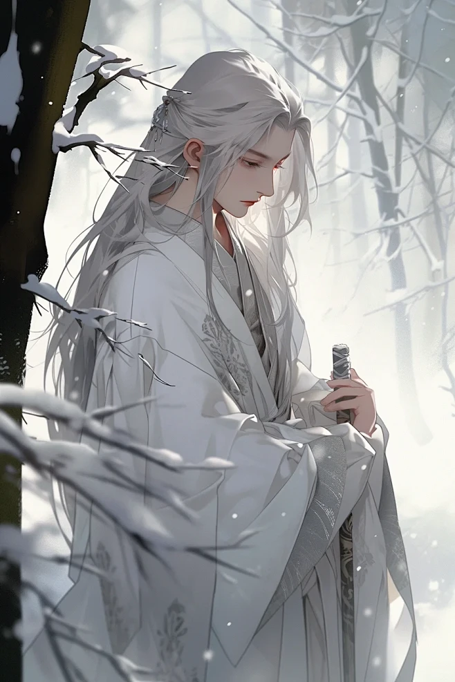 古风美男｜银发-花瓣网