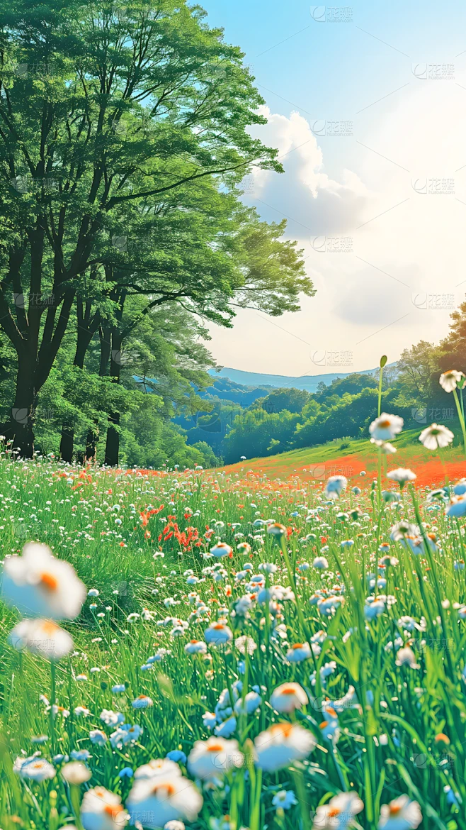 春天春季春日3D立体C4D实景旷野花田场景背景图片素材素材-花瓣网