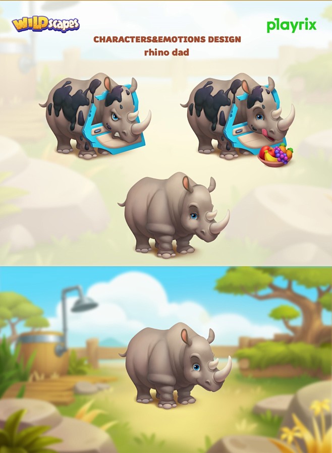 Rhino family set for Wildscapes (Playrix)
