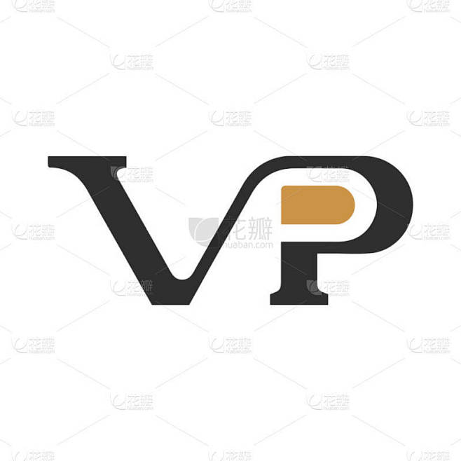 初始字母vp标志或pv标志向量设计模板