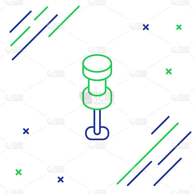 Line Push pin icon isolated on white background. T