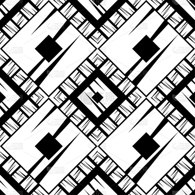 Trendy seamless pattern designs. Mosaic of quadran素材-花瓣网