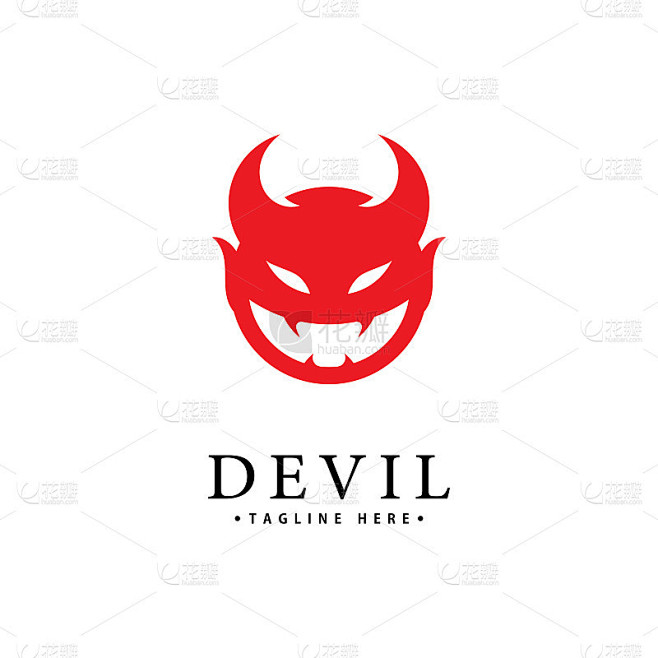 红色魔鬼标志矢量图标模板