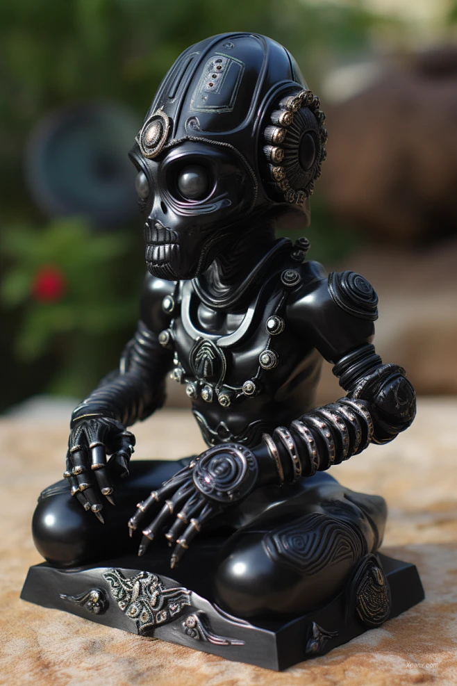 AI绘画_Prompts_NewbLadyMom_alien_aztec_statue_created_with_moonbeams ...