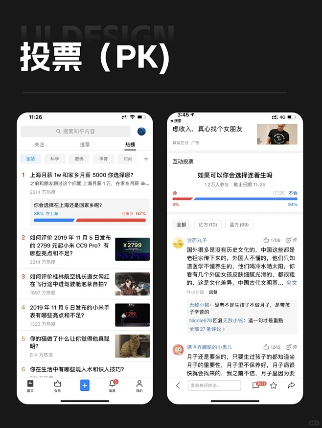 投票（PK）UI模块设计-花瓣网