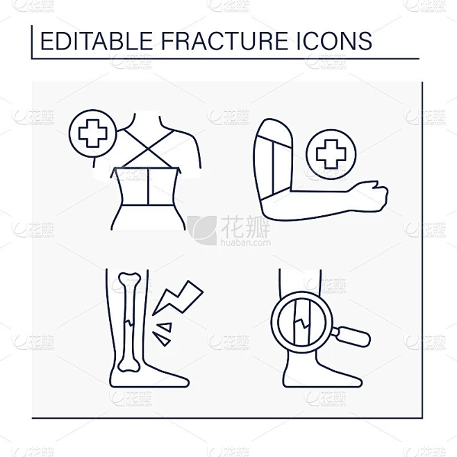 骨折线图标设置素材-花瓣网