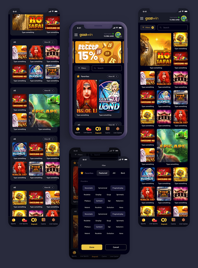 betting casino Casino games Casino Online gambling online UI/UX user ...