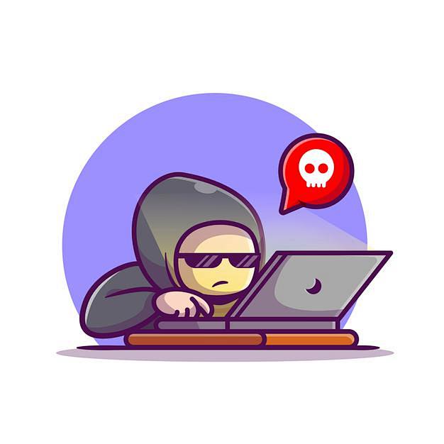 黑客在笔记本电脑前卡通矢量插画矢量图素材