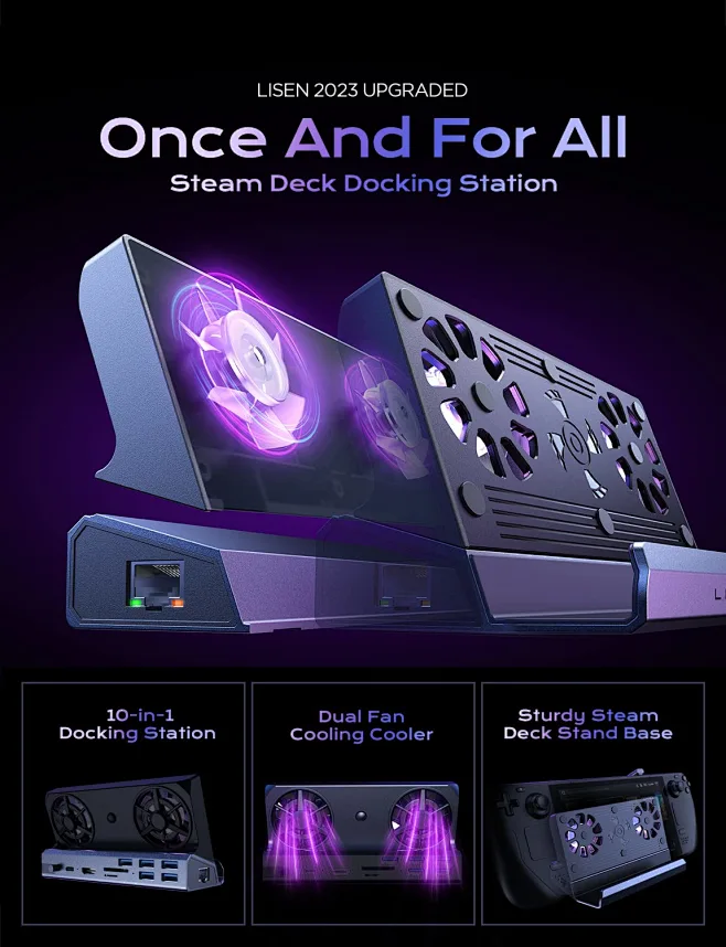 Amazon.com: LISEN 10-in-1 Docking Station for Steam Deck with HDMI 2.0 4K@60Hz+5 USB Data Port ...