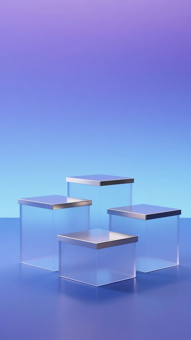 场景，展台，电商背景，通透感，金属，简约，立体几何，竖版，zxs (2)-花瓣网