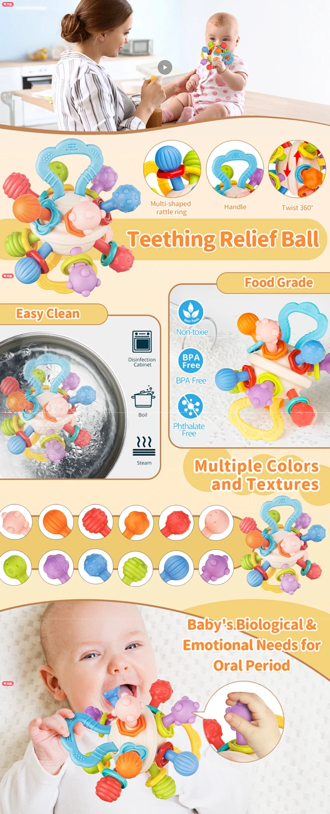 Amazon.com : Aprilwolf Baby Sensory Teething Toys 0-6 6-12 Months ...