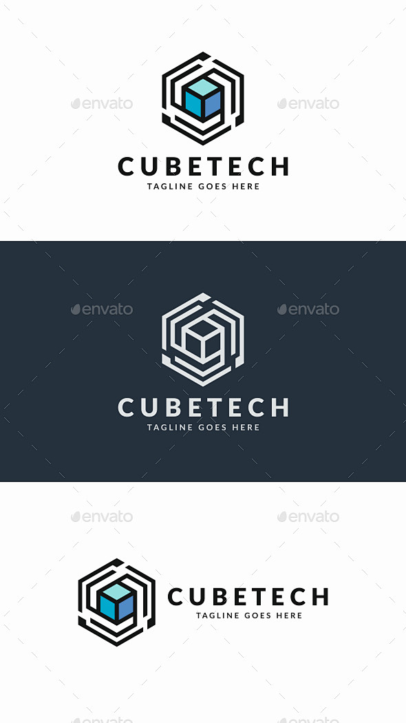 科技立方体-抽象标志模板Tech Cube - Abstract Logo Templates品牌,品牌、商业、干净、聪明、云计算、计算机 ...