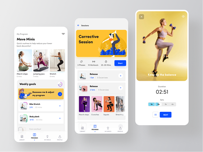 Women fitness app: light app design application fitness app instruction ...