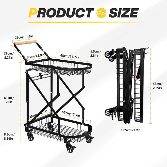 Amazon.com: Multi Functional Collapsible carts, 2-Tier Foldable for ...