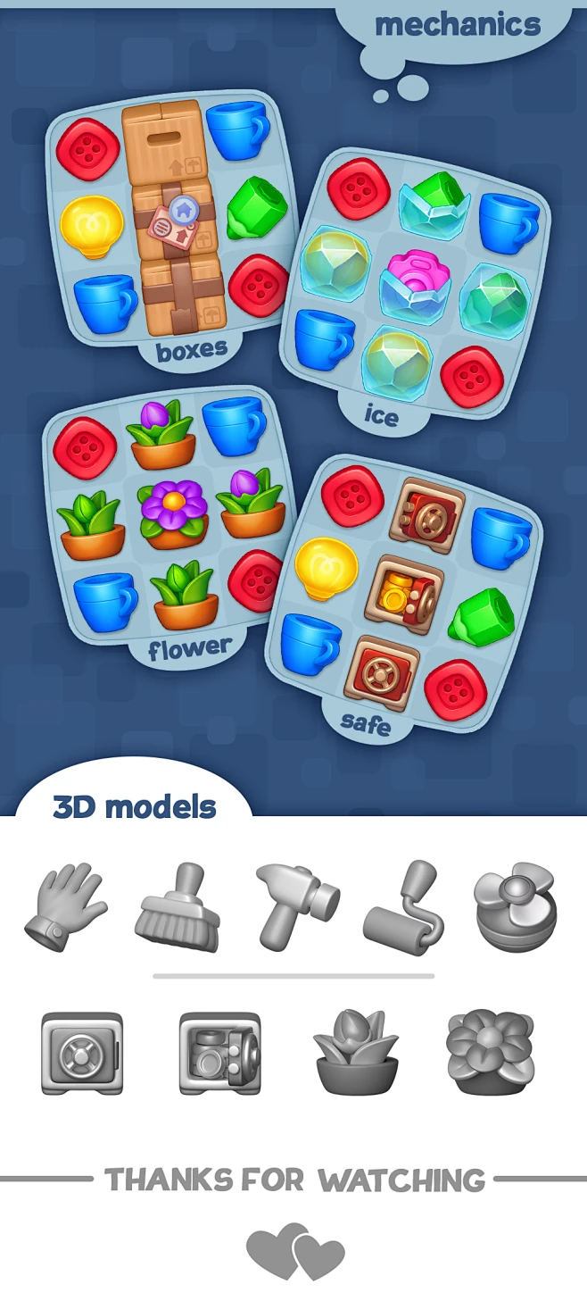 match-3 game Games game design 3D Render 2D art 2D-花瓣网