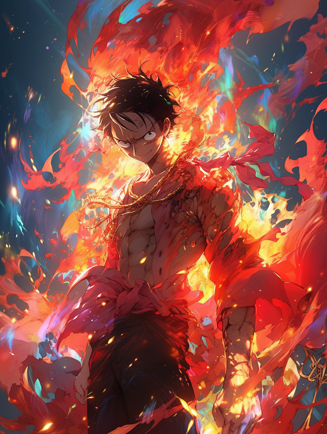 mantou_Monkey_D_Luffy_from_One_Piece_fantasy_colorful_stylish_c ...