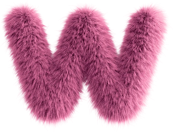Pink 3D Fluffy Letter W-花瓣网
