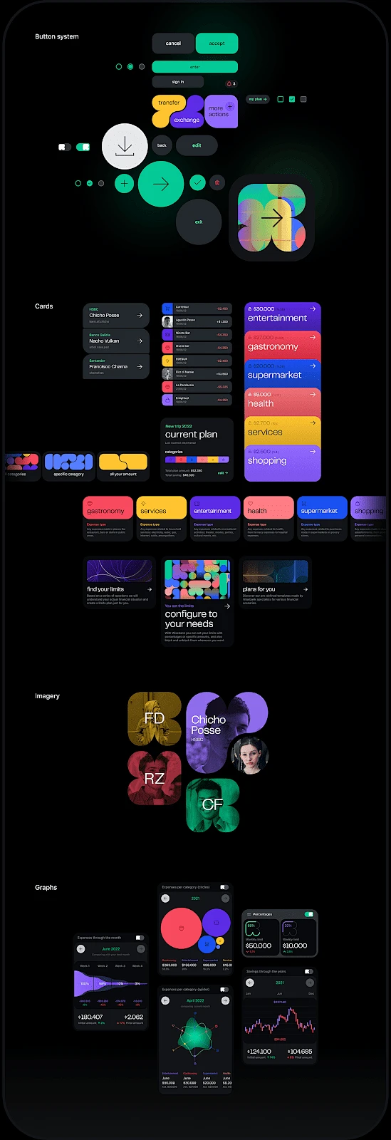 banking colorful dark mode Figma Mobile app modular product design ui ...