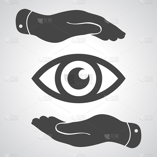 两只手照顾眼睛图标保护矢量插图