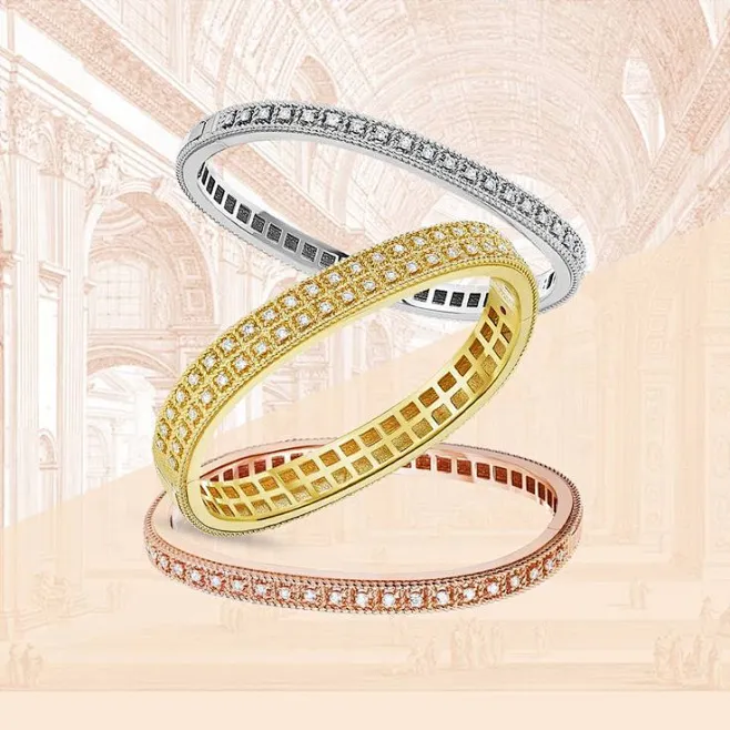 Golden threads link themselves to capture the light of diamonds in an ...
