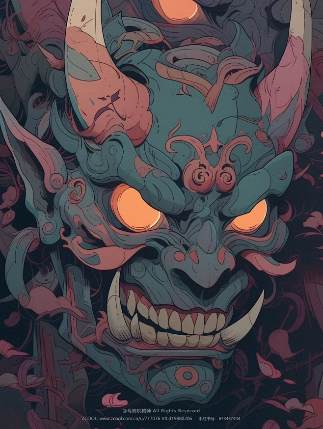 Crow880206_highly_detailed_illustration_of_a_Hannya_mask_rich_t ...