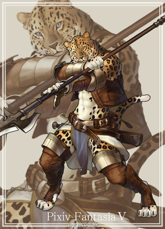 兽人！肌肉和毛发绘制的都不错！via. ... 来自火神CG工场 - 微博