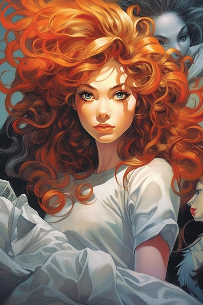 beautiful lady, Mesmerizing luminous lithe lady with long curly h