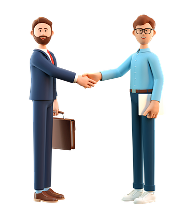 Two business people shake hands 3D Illustration