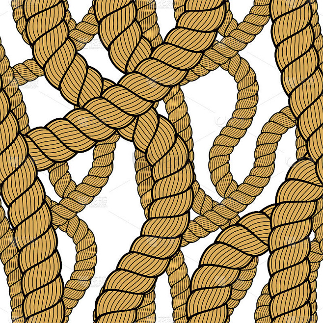 Seamless nautical rope pattern vector. Endless nav