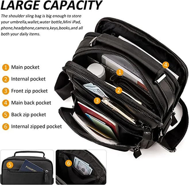 Amazon.com: HUMERPAUL Genuine Leather Messenger Bag for Men Shoulder ...