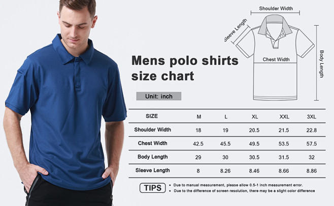 polo shirts for men size chart