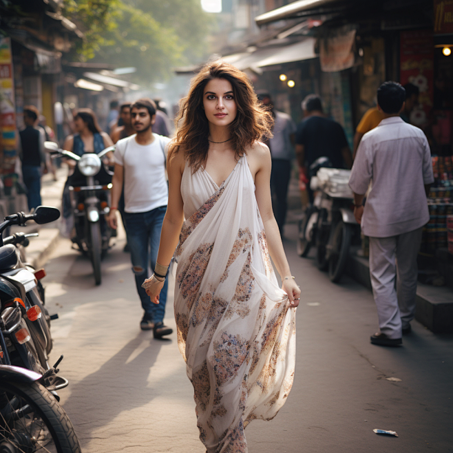srikanth9_a_delhi_women_in_a_modern_dress_walking_in_the_street ...