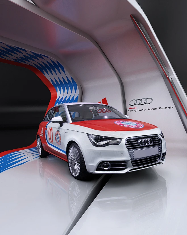Audi Adidas fair stand : Design concept of the stand presents Audi A1 ...