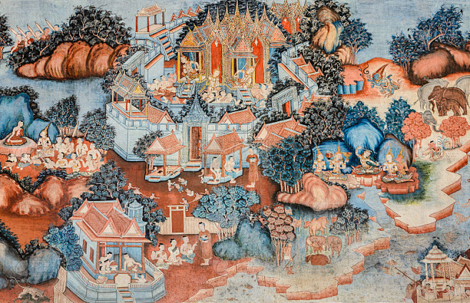 泰国古代佛教寺庙壁画