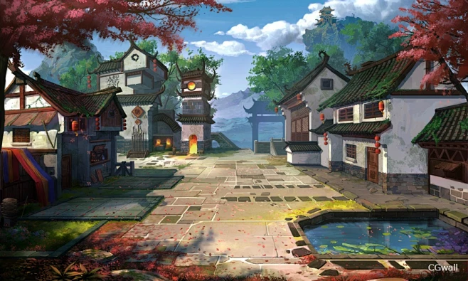 CGwall游戏原画网站_q版精细场景图-花瓣网