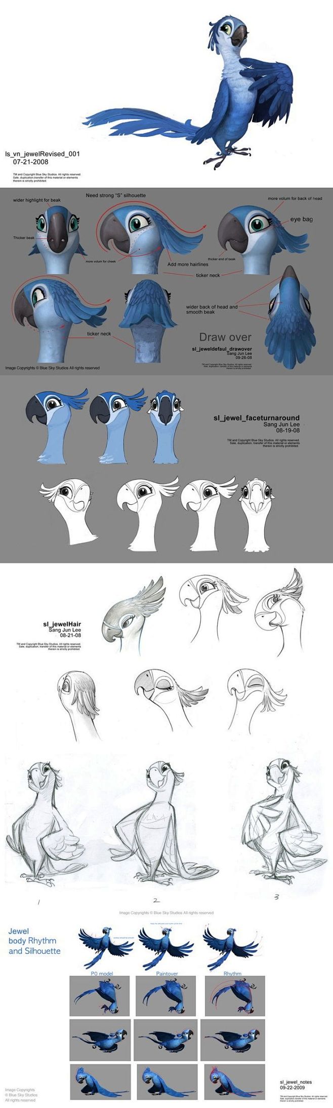 Bird character design from Rio_ Official design sheet by Sang Jun Lee ...