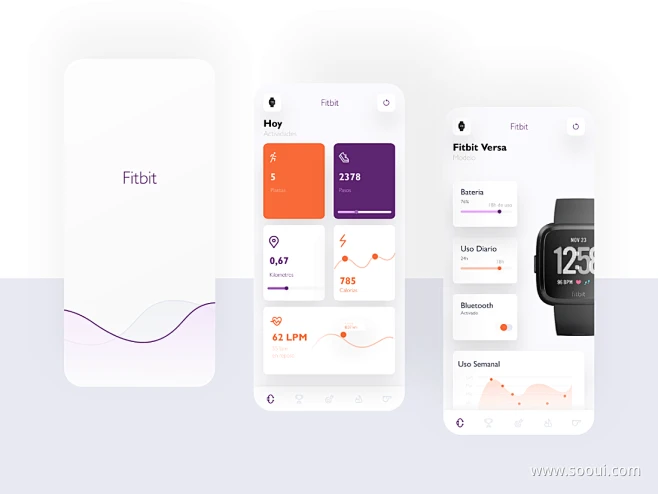 Fitbit概念UI设计作品APP设计app界面首页素材资源模板下载-花瓣网