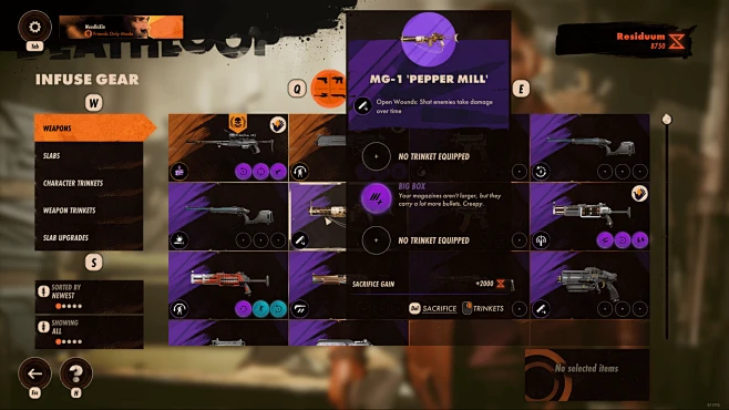 Weapons screenshot of Deathloop video game interface.-花瓣网