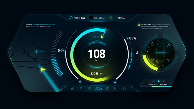 Smart Car HUD V.1 85款智能汽车可视化HUD赛博科技数据化科幻仪表盘图案元素形状背景设计 - UIGUI-花瓣网
