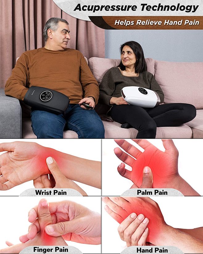 Amazon.com: Lunix LX3 Cordless Electric Hand Massager with Compression, 6 Levels Pressure Point ...