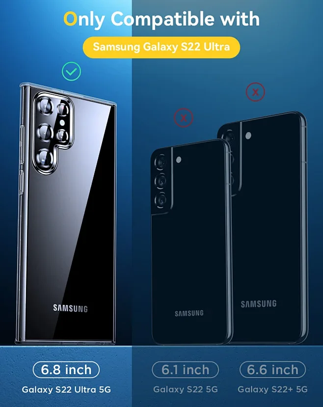Amazon.com: Humixx Crystal Clear Samsung Galaxy S22 Ultra Case, [20X ...
