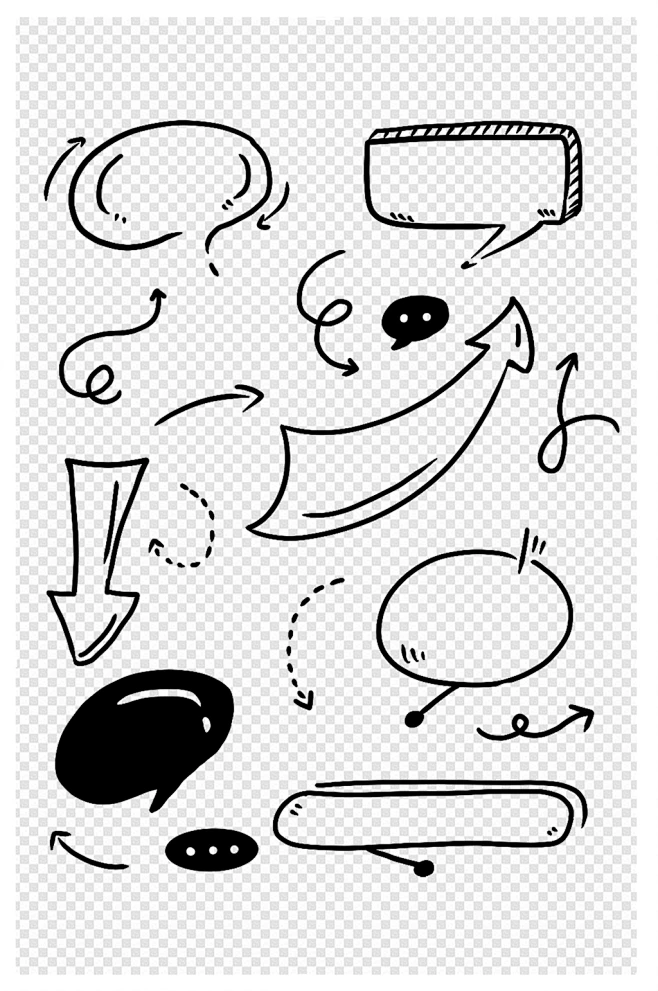 箭头对话框微信对话栏指示涂鸦黑白线稿-花瓣网