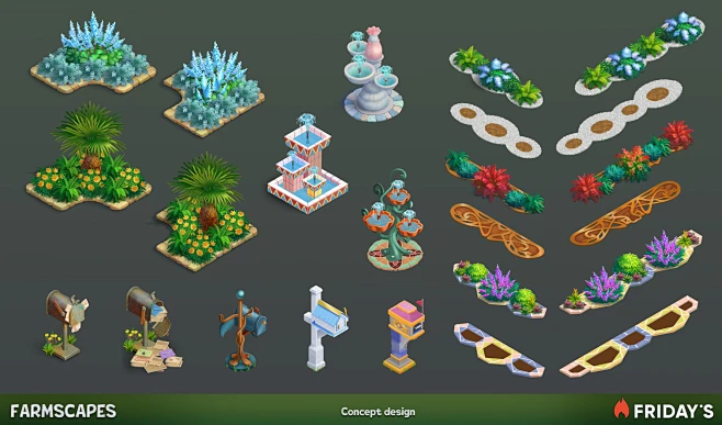 Concept design. Props and environments for Farmscapes project.-花瓣网