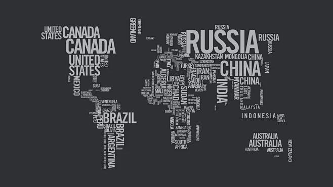General 3840x2160 countries continents text map world map typo simple ...